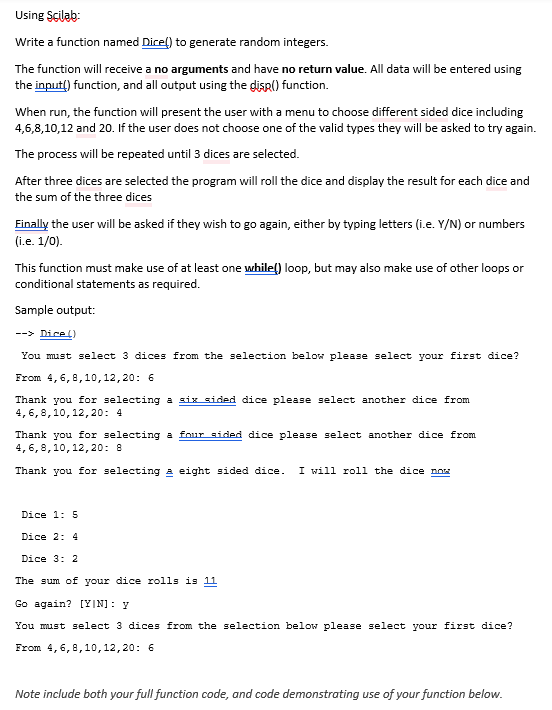 Solved Using Scilab Write A Function Named Dire To