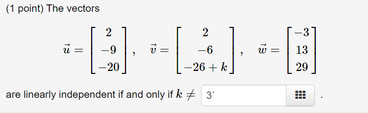 Solved (1 ﻿point) ﻿The | Chegg.com