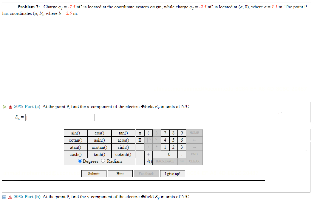 Solved Problem 3: Charge q1=−7.5nC is located at the | Chegg.com