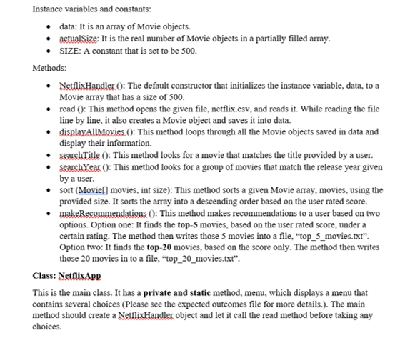 Solved Java Program : there is a netflix.csv file just the | Chegg.com