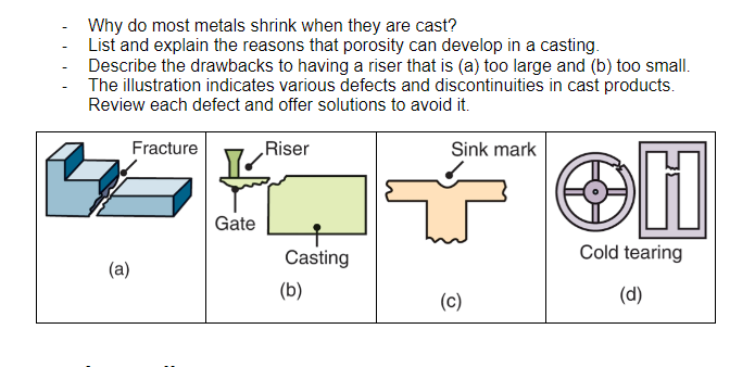 Solved Why do most metals shrink when they are cast?List and | Chegg.com
