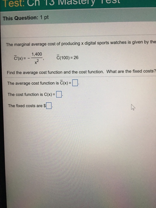 Solved The average cost function= The cost | Chegg.com