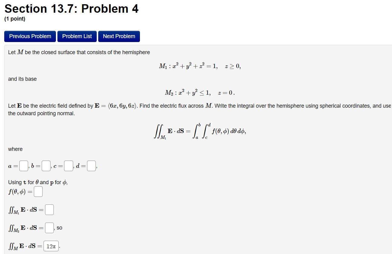 Solved Section 13.7: Problem 4 (1 point) Previous Problem | Chegg.com