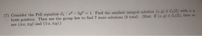 Solved Consider the Pell equation C_5: x^2 - 5y^2 = 1. Find | Chegg.com