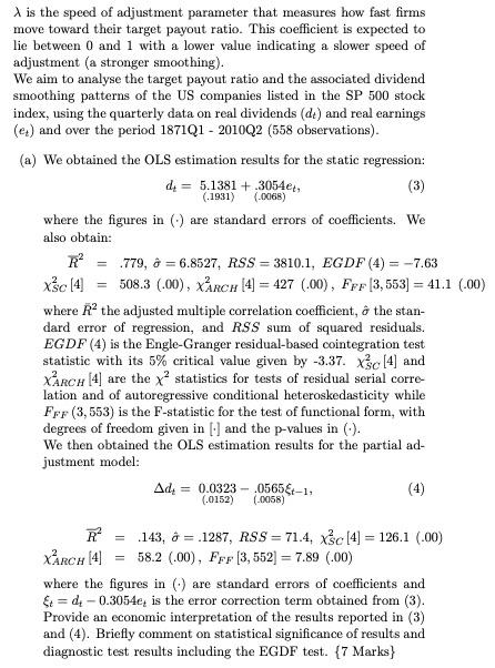Lintner (1956) empirically observes that firms | Chegg.com