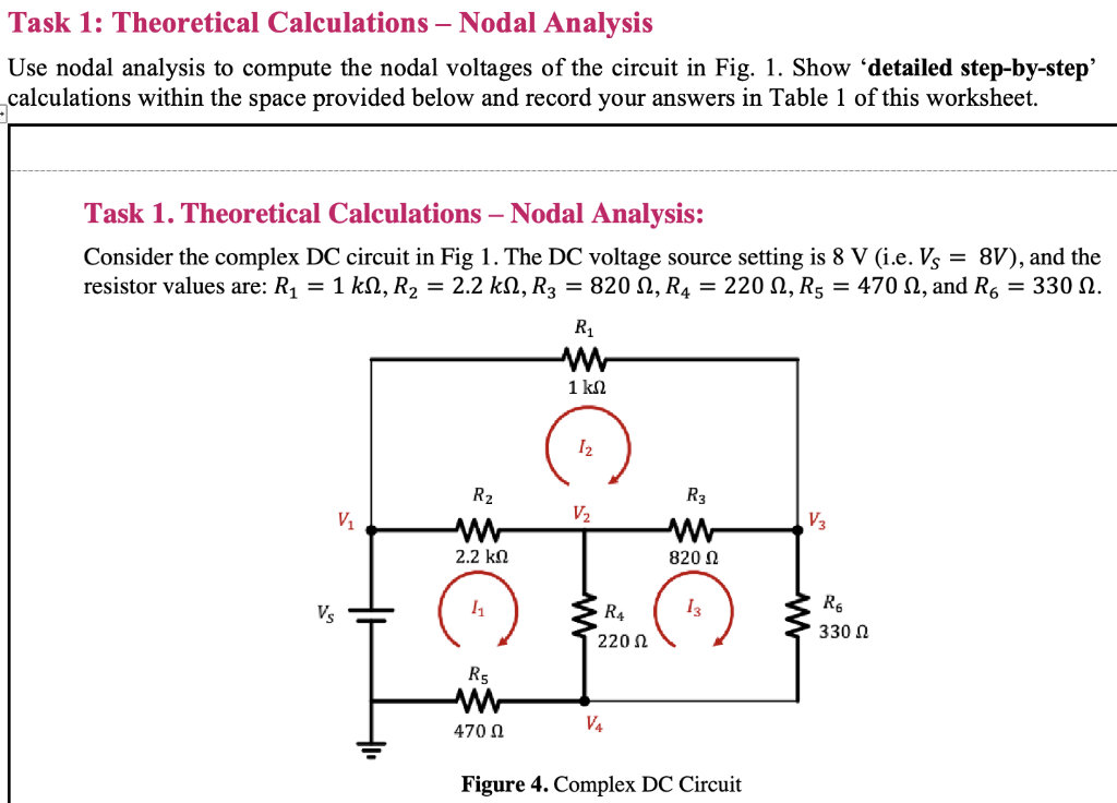 Solved Task 1: Theoretical Calculations - Nodal Analysis Jse | Chegg.com
