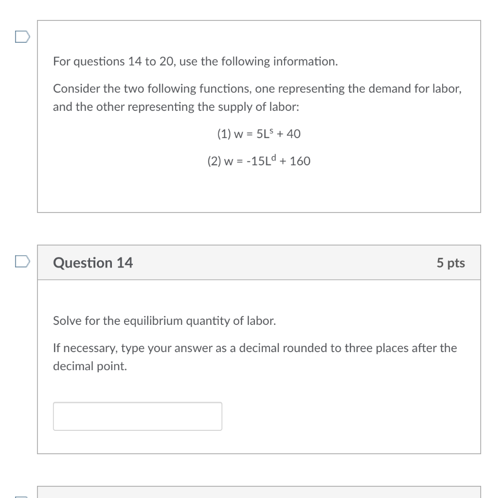 Solved For questions 14 to 20 , use the following | Chegg.com