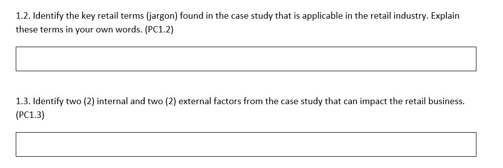 Solved 1.2. Identify the key retail terms (jargon) found in | Chegg.com