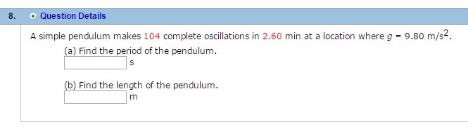 Solved A simple pendulum makes 104 complete oscillations in | Chegg.com