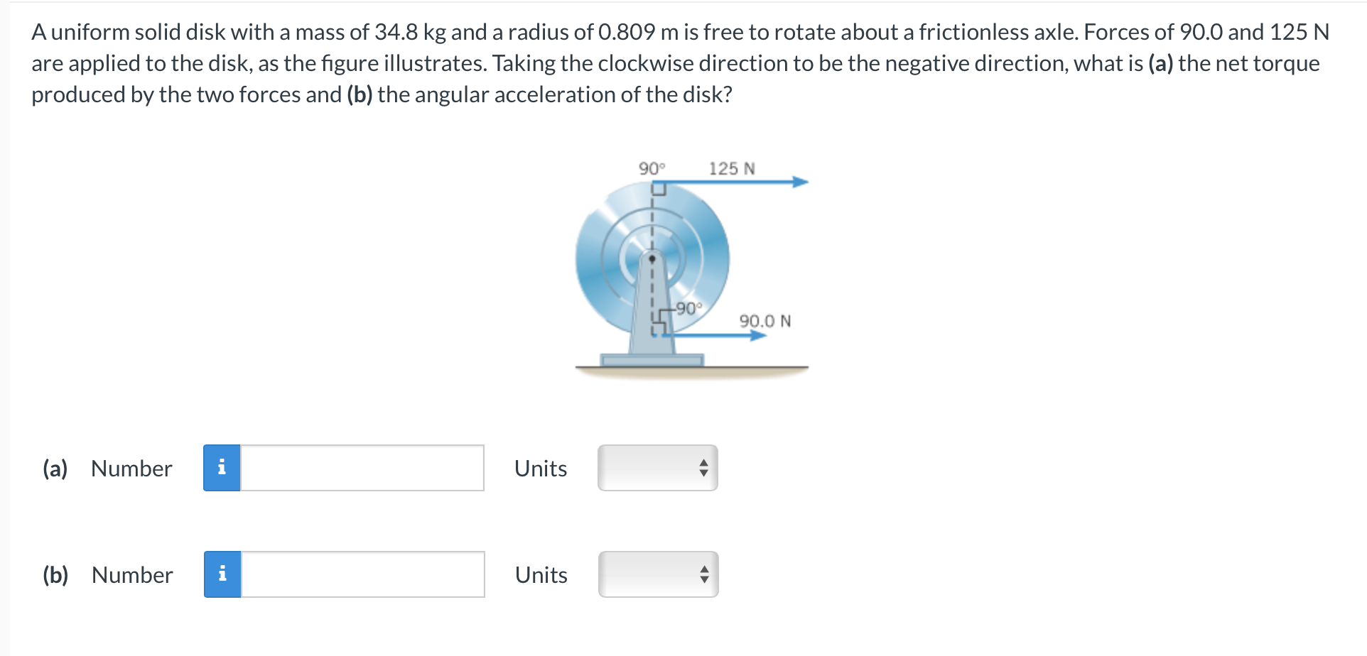 Solved A uniform solid disk with a mass of 34.8 kg and a | Chegg.com