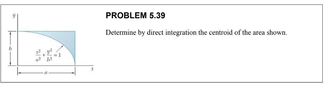 [Solved]: Determine by direct integration the centroid of th