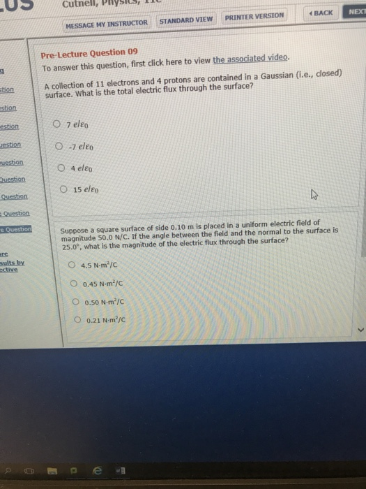 Solved -US Cutnell BACK NEXT STANDARD VIEW PRINTER VERSION | Chegg.com