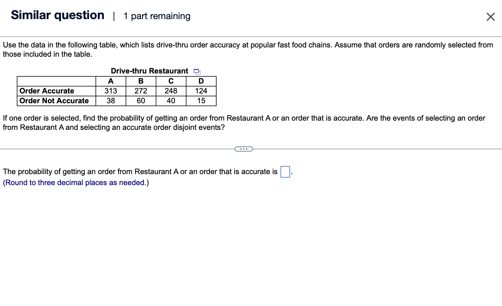 Solved Similar question | 1 part remaining Use the data in | Chegg.com