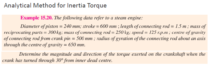 Solved Analytical Method for Inertia Torque Example 15.20. | Chegg.com