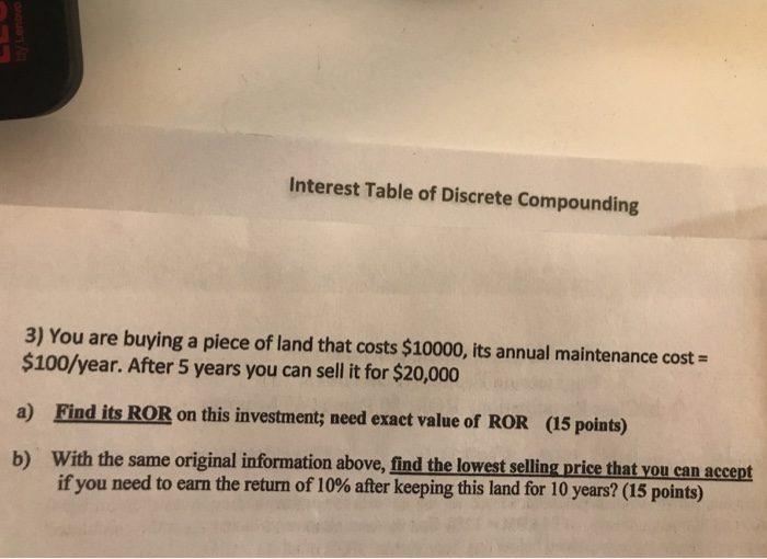 Solved Interest Table of Discrete Compounding 3) You are | Chegg.com