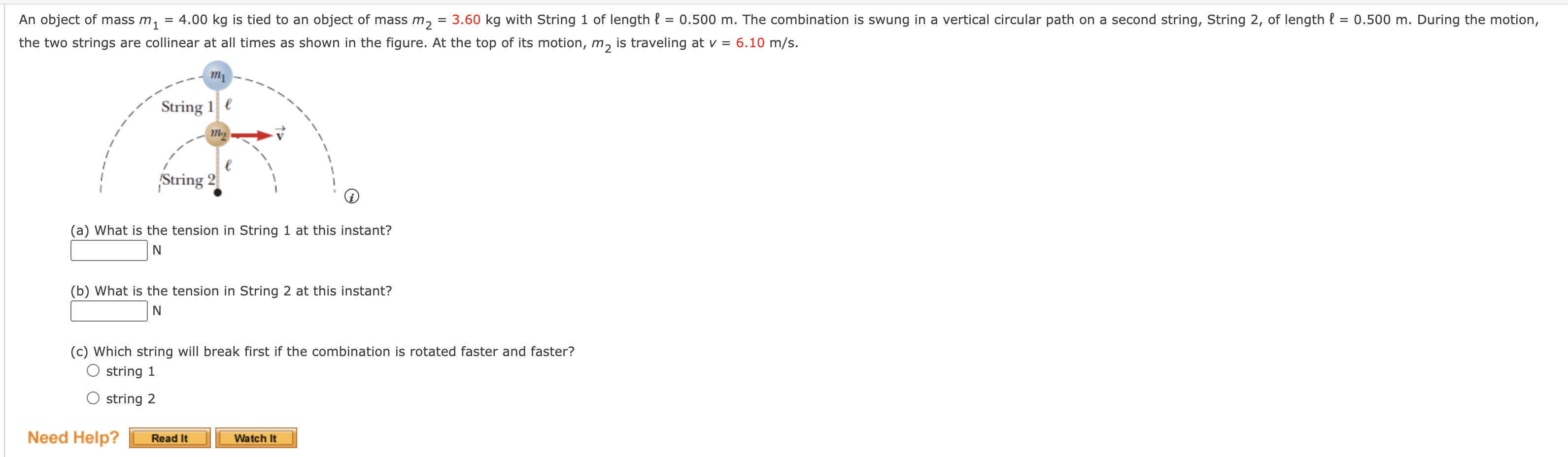 Solved the two strings are collinear at all times as shown | Chegg.com