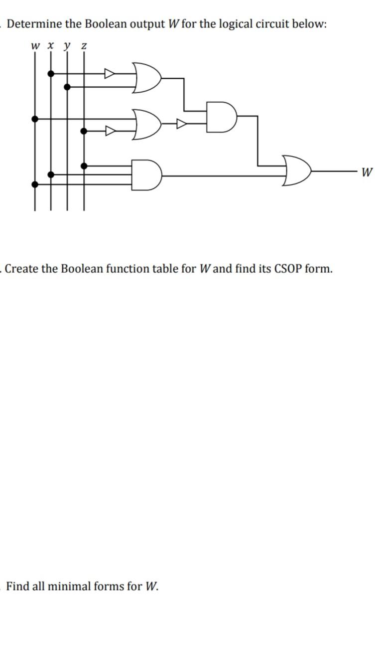 Solved Determine the Boolean output W for the logical | Chegg.com