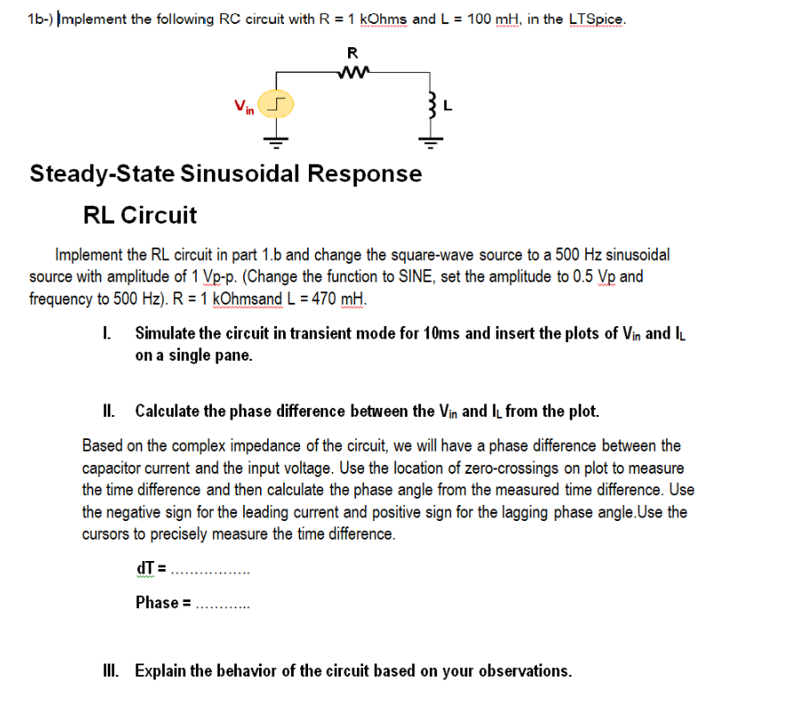 Solved 1b-) Implement the following RC circuit with R = 1 | Chegg.com