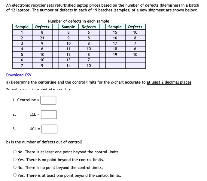 Solved An electronic recycler sets refurbished laptop prices | Chegg.com