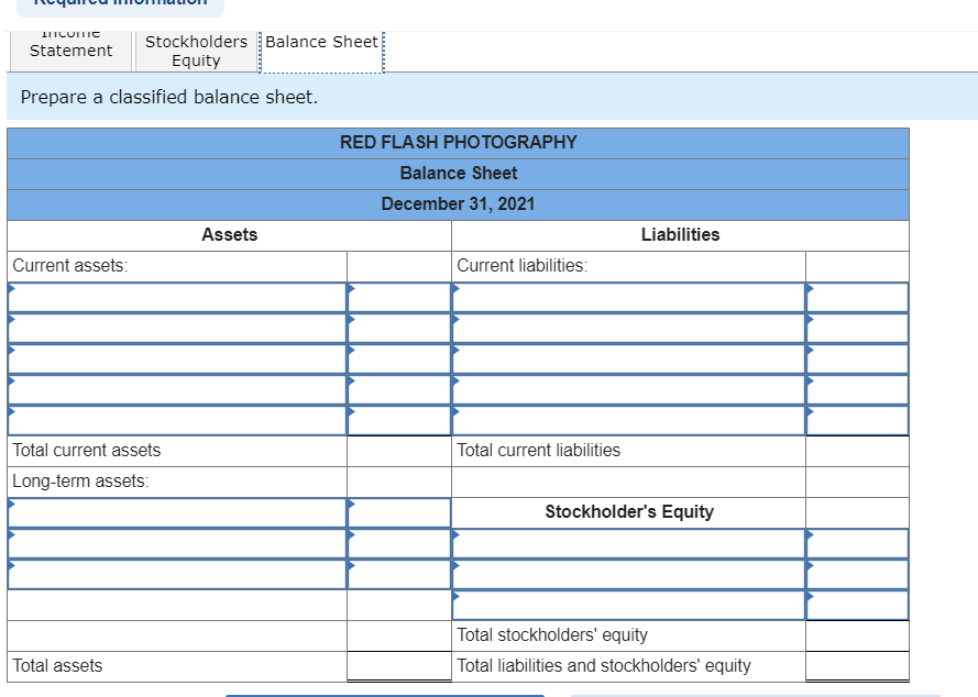 Solved Income Stmt of Statement Stockholders Balance Sheet | Chegg.com