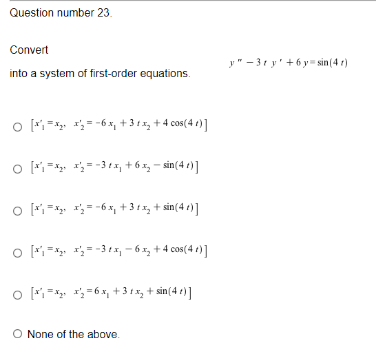 Solved Question number 23 . Convert into a system of | Chegg.com
