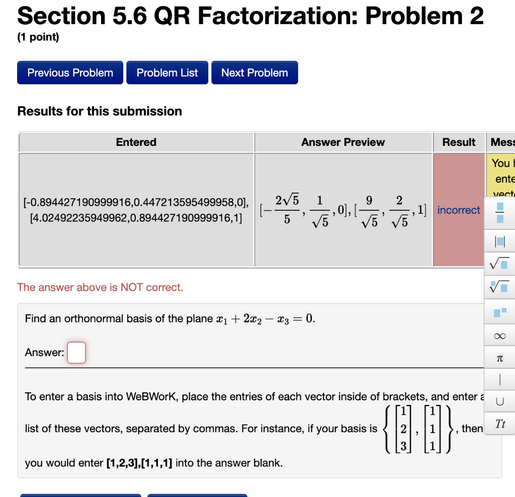 Solved Section 5 6 Qr Factorization Problem 2 1 Point