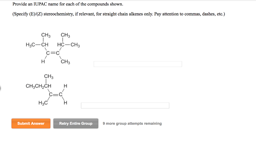 Solved Provide an IUPAC name for each of the compounds shown | Chegg.com
