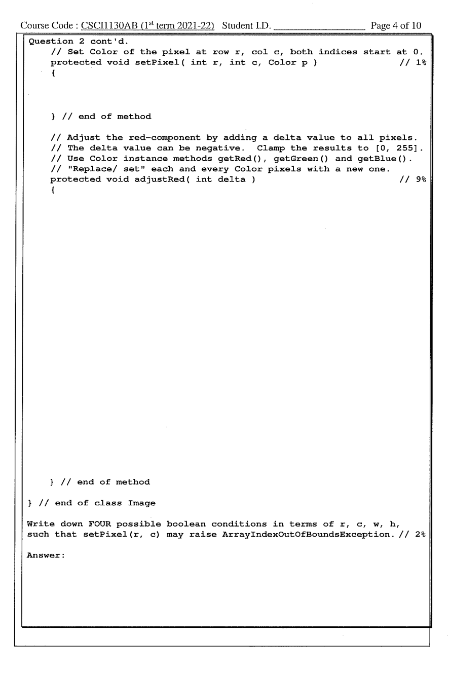 Solved 2. Complete the following Java class that is an | Chegg.com
