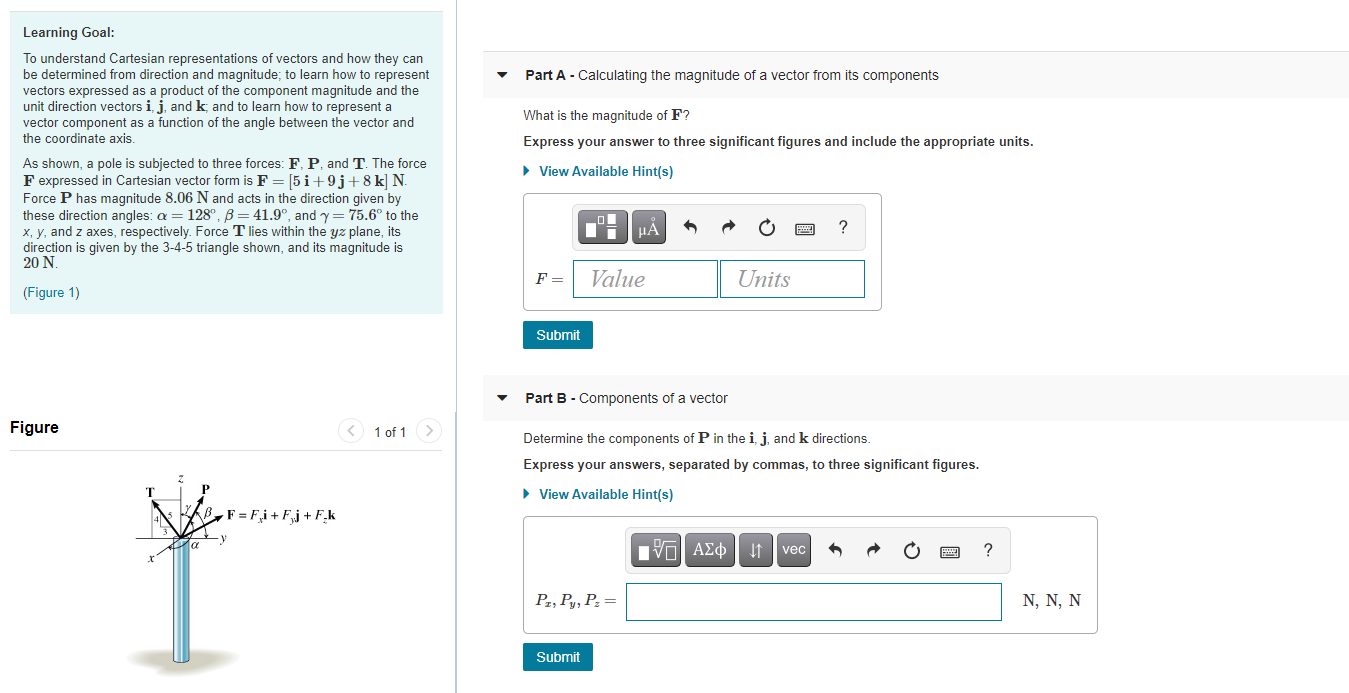 Solved Part A - Calculating the magnitude of a vector from | Chegg.com