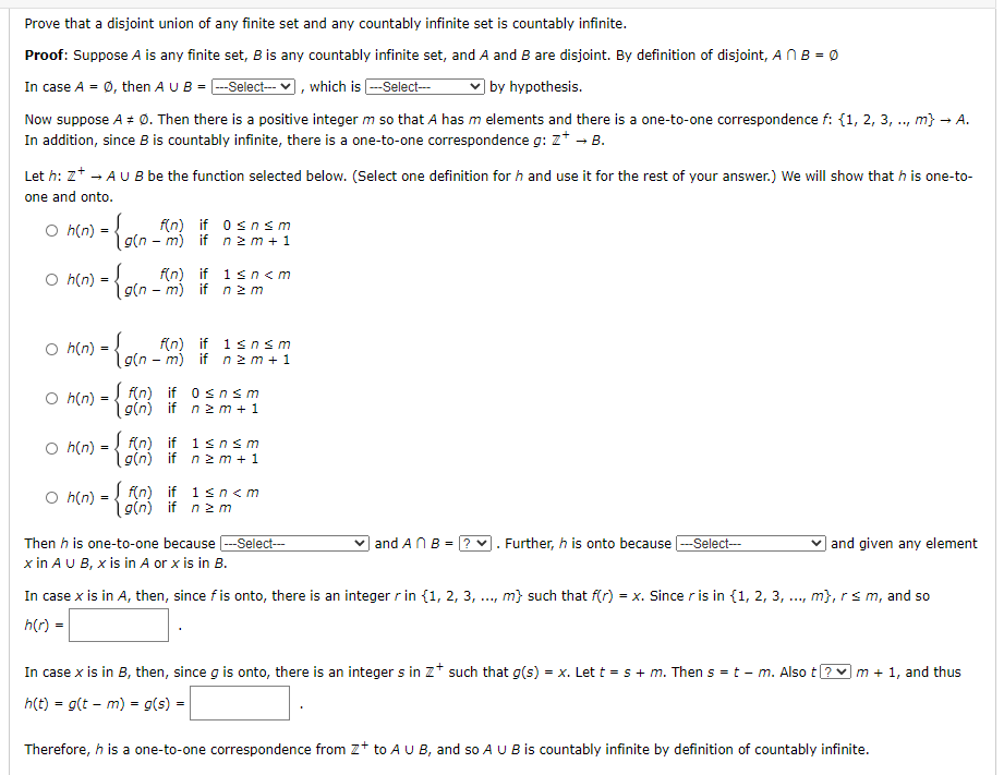 Prove that a disjoint union of any finite set and any | Chegg.com