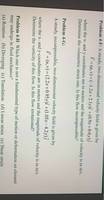 Solved Problem 4-F: A steady, two-dimensional velocity field | Chegg.com