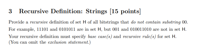 Solved 3 Recursive Definition: Strings (15 points] Provide a | Chegg.com