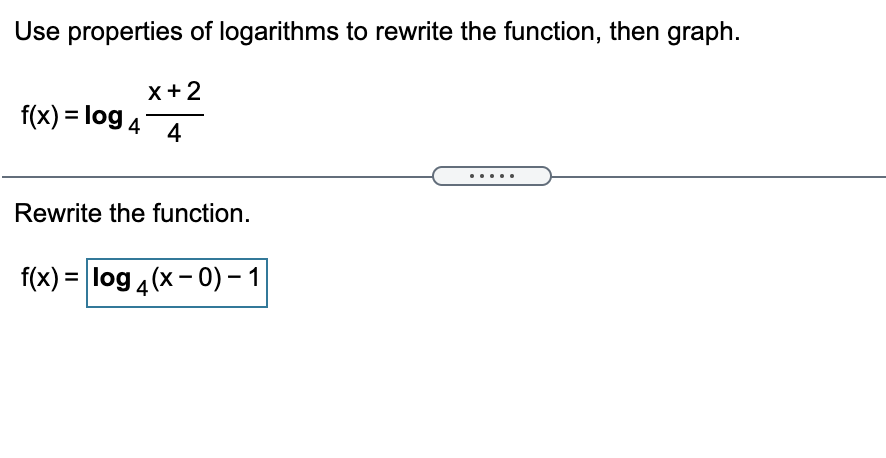 Solved Use properties of logarithms to rewrite the function, | Chegg.com