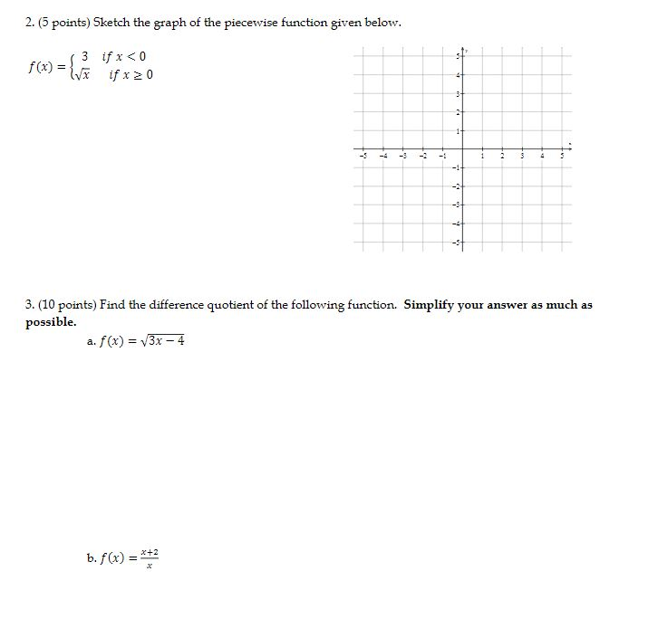 Solved 2. (points) Sketch the graph of the piecewise | Chegg.com