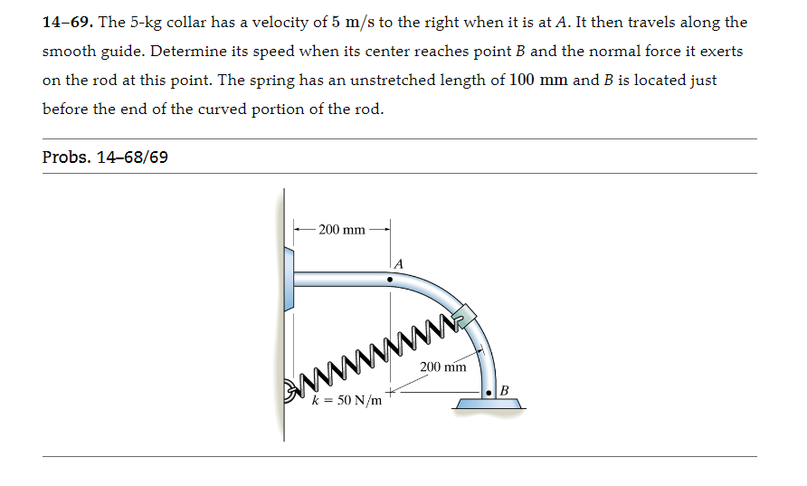 Solved 14-69. The 5-kg collar has a velocity of 5 m/s to the | Chegg.com