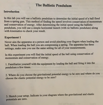 Solved Introduction In this lab you will use a ballistic | Chegg.com