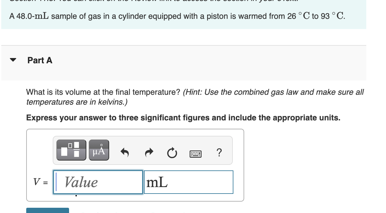 Solved A 48.0-mL sample of gas in a cylinder equipped with a | Chegg.com