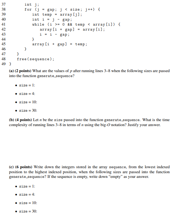 Solved 1. Shell Sort (20 points) (Learning Objectives 2 and | Chegg.com