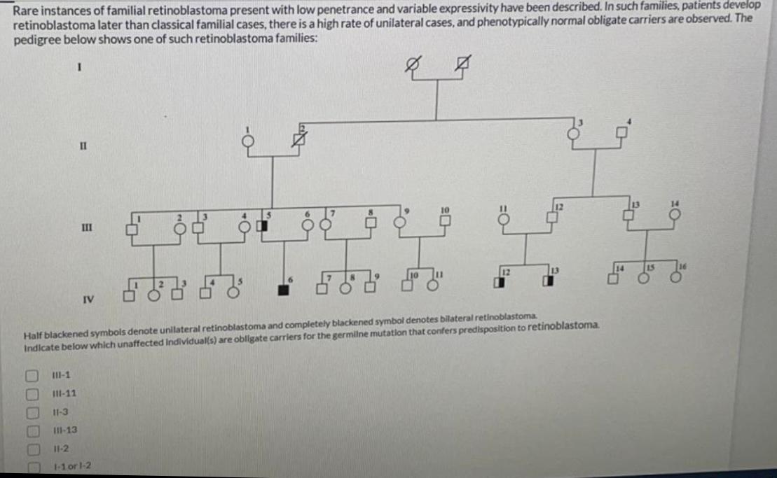 Solved Rare instances of familial retinoblastoma present | Chegg.com