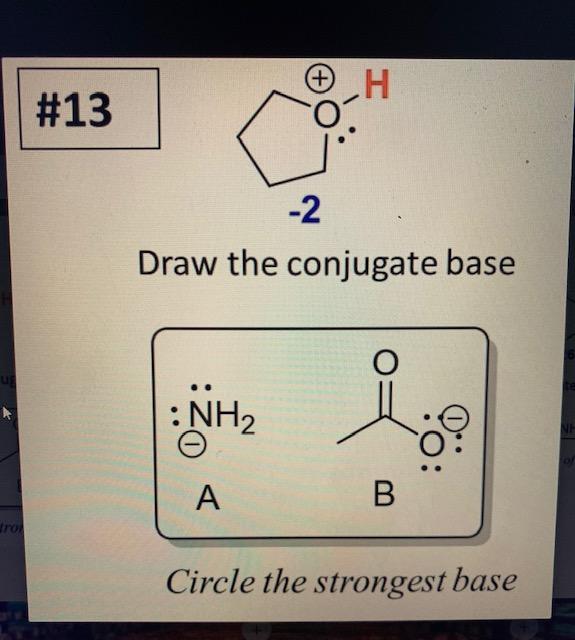 Solved + H #13 -2 Draw the conjugate base : NH2 А. B uro | Chegg.com
