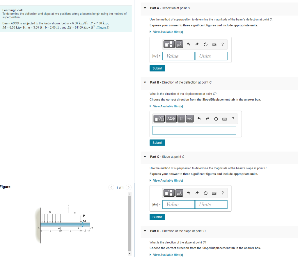 Solved Learning Goal Part A Deflection At Point C To