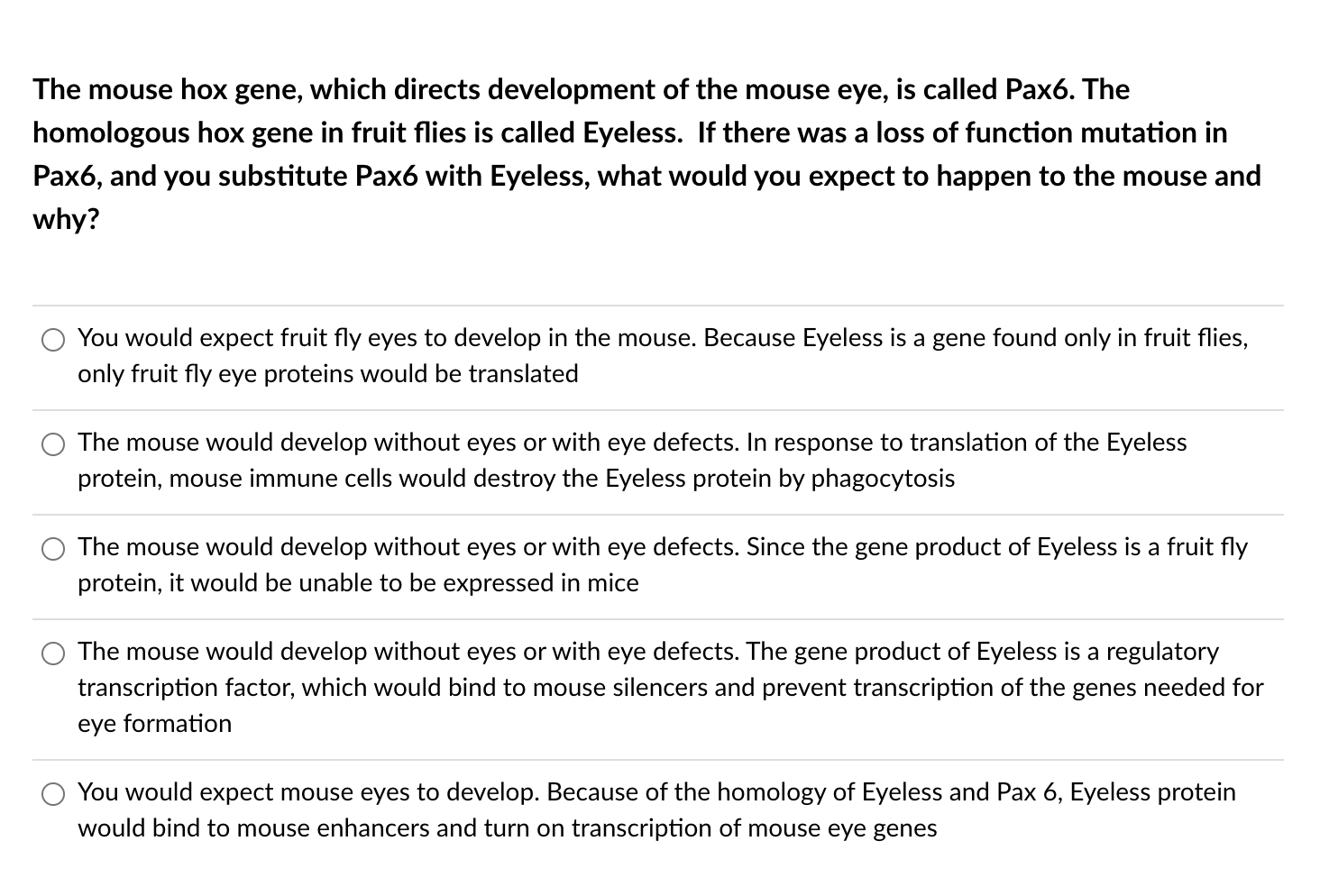 Solved The mouse hox gene, which directs development of the | Chegg.com