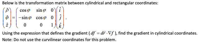 Solved Below is the transformation matrix between | Chegg.com