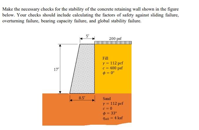 Solved Make the necessary checks for the stability of the | Chegg.com