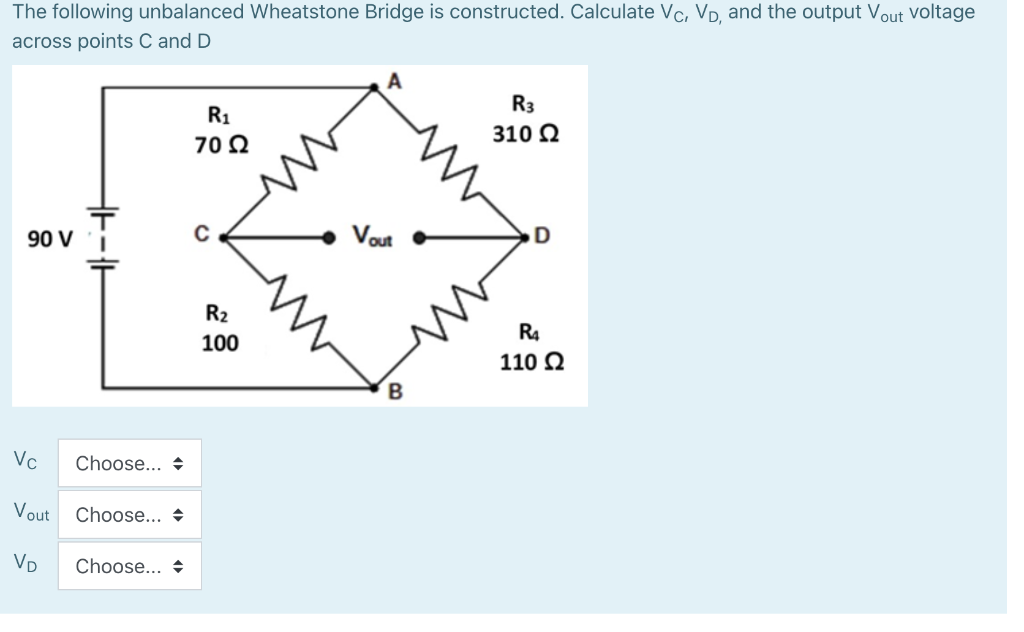 Solved The following unbalanced Wheatstone Bridge is | Chegg.com