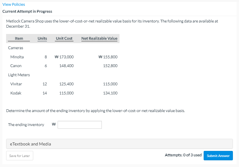 Solved View Policies Current Attempt in Progress Metlock | Chegg.com