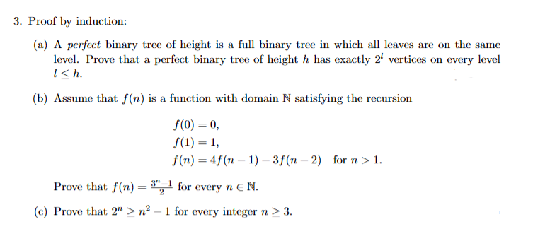Solved Proof by induction: (a) Λ perfect binary tree of | Chegg.com