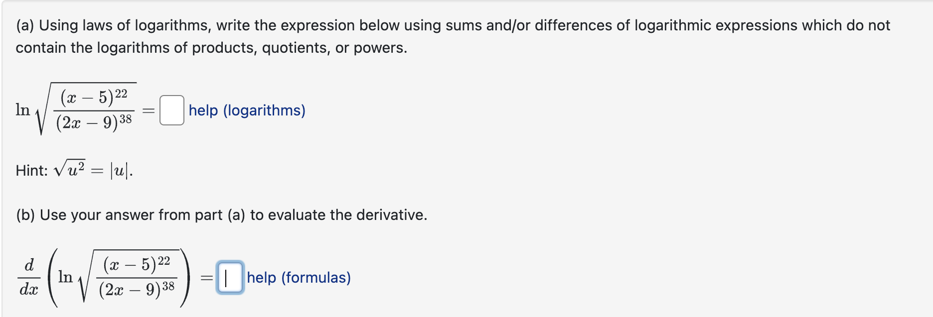 Solved (a) Using laws of logarithms, write the expression | Chegg.com
