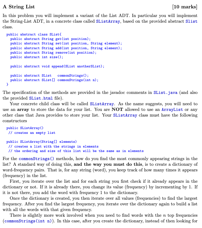 Solved public abstract String remove(int position); public | Chegg.com