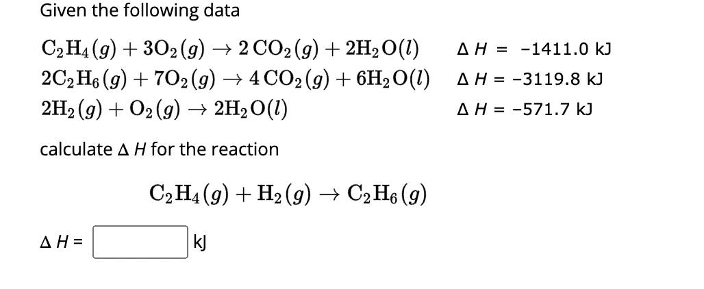 Solved Given the following data | Chegg.com